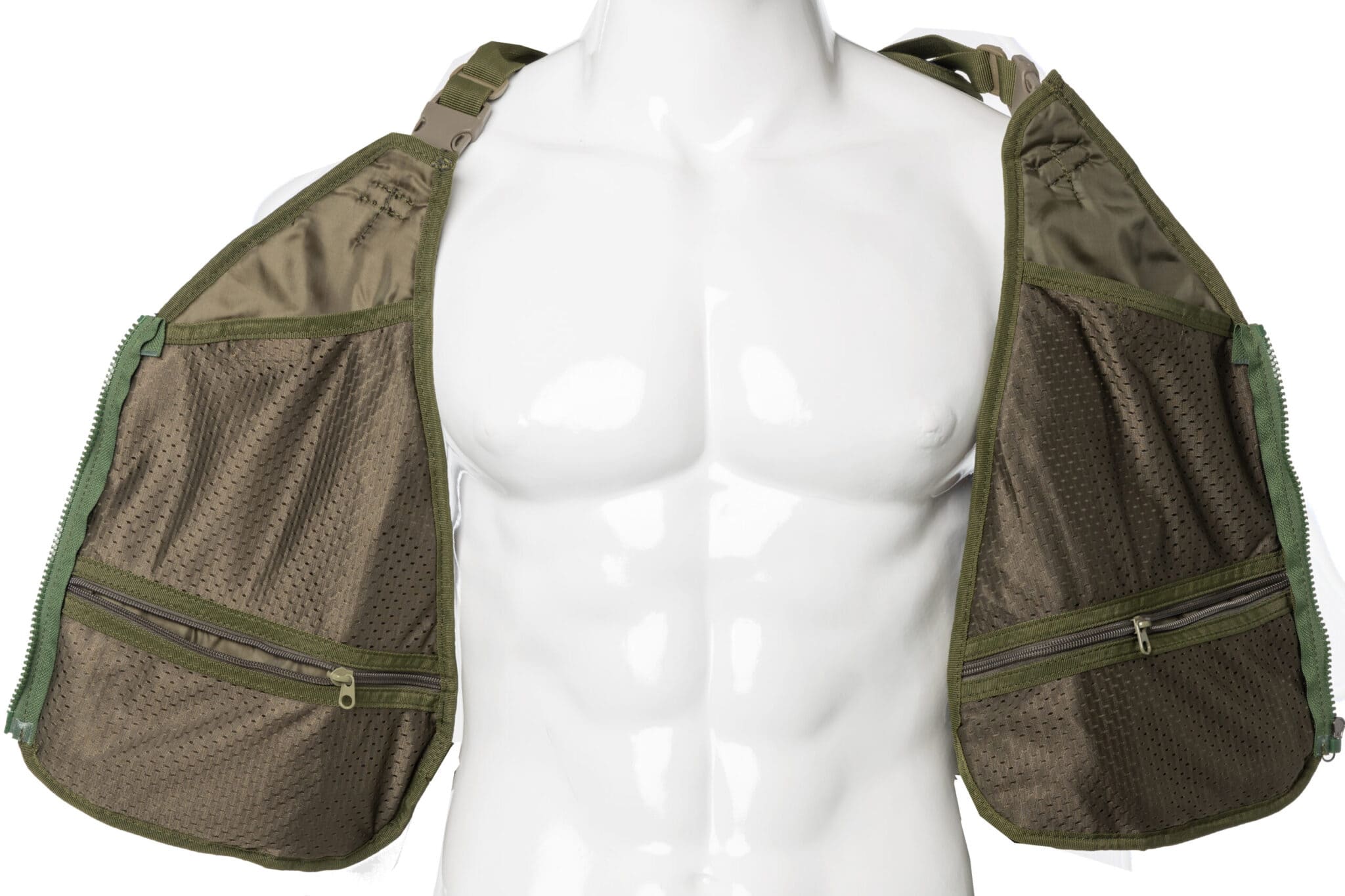 Fishing vest with camelback and lots of storage space - Metal Badge
