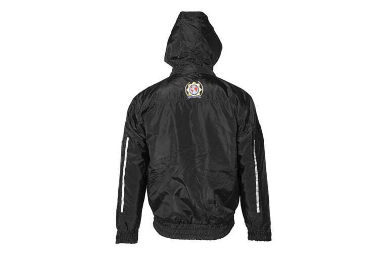 Black tactical jacket with zip-off hood and IPA logos - Metal Badge