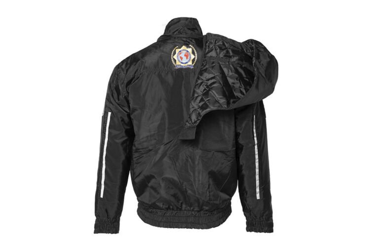 Black tactical jacket with zip-off hood and IPA logos - Metal Badge