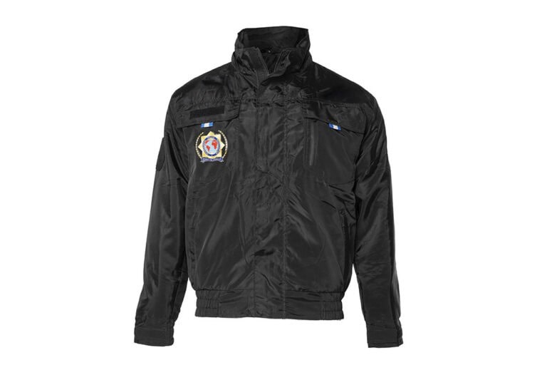 Black tactical jacket with zip-off hood and IPA logos - Metal Badge