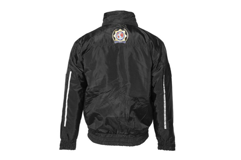 Black tactical jacket with zip-off hood and IPA logos - Metal Badge