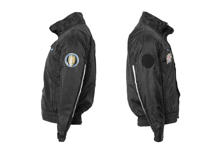 Black tactical jacket with zip-off hood and IPA logos - Metal Badge